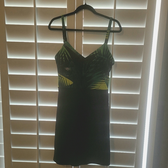 Fabletics | Dresses | Fabletics Green Leaves Little Black Dress | Poshmark